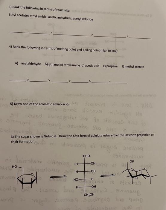 Solved 1) Give names for the following molecules (the common | Chegg.com