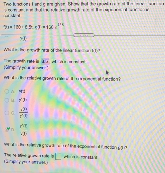 Solved Two functions f and g are given. Show that the growth | Chegg.com