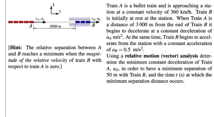 Solved Train \\( A \\) is a bullet train and is approaching | Chegg.com