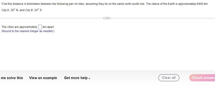 Solved Find the distance in kilometers between the tollowing | Chegg.com