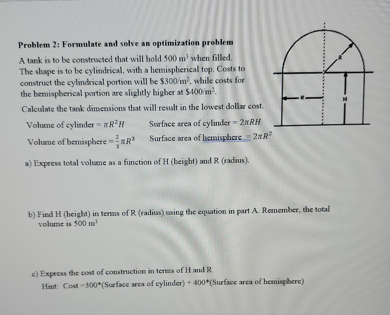 Solved Problem 2: Formulate and solve an optimization | Chegg.com