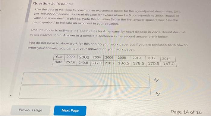 Solved Question 14 (6 points) por 100,000 Americans, for | Chegg.com