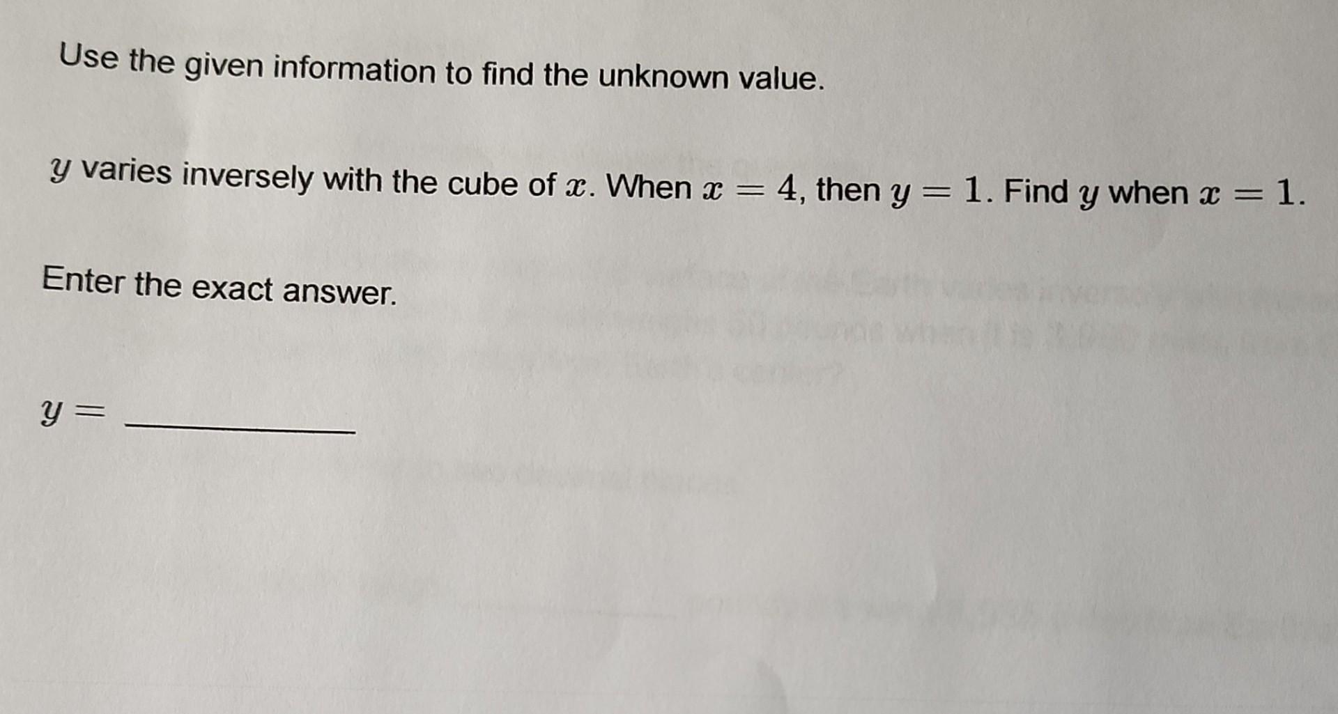 Solved Use the given information to find the unknown value. | Chegg.com
