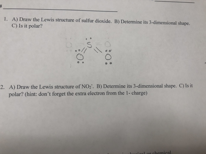 Solved 1. A) Draw the Lewis structure of sulfur dioxide. B) | Chegg.com