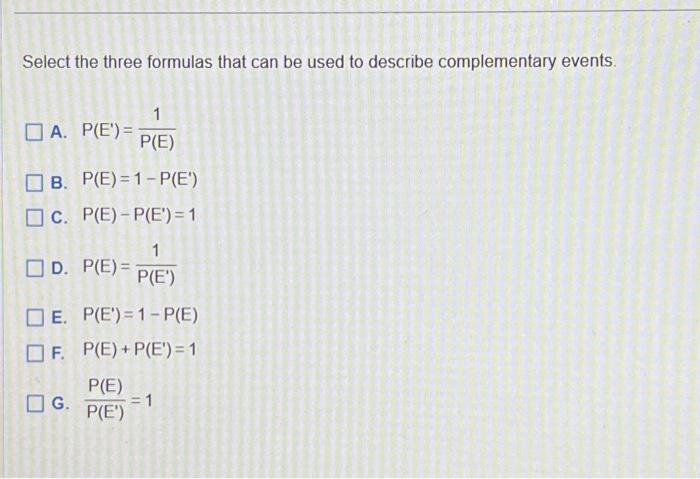 Solved Select the three formulas that can be used to | Chegg.com