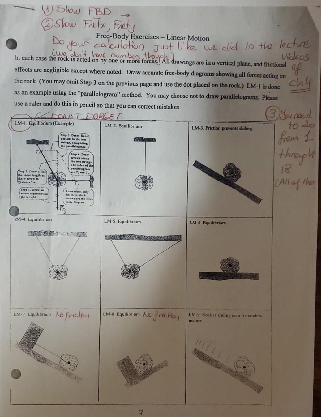 Solved 1 Show FBO 2 Show Fretx, Frety Free-Body Exercises - | Chegg.com