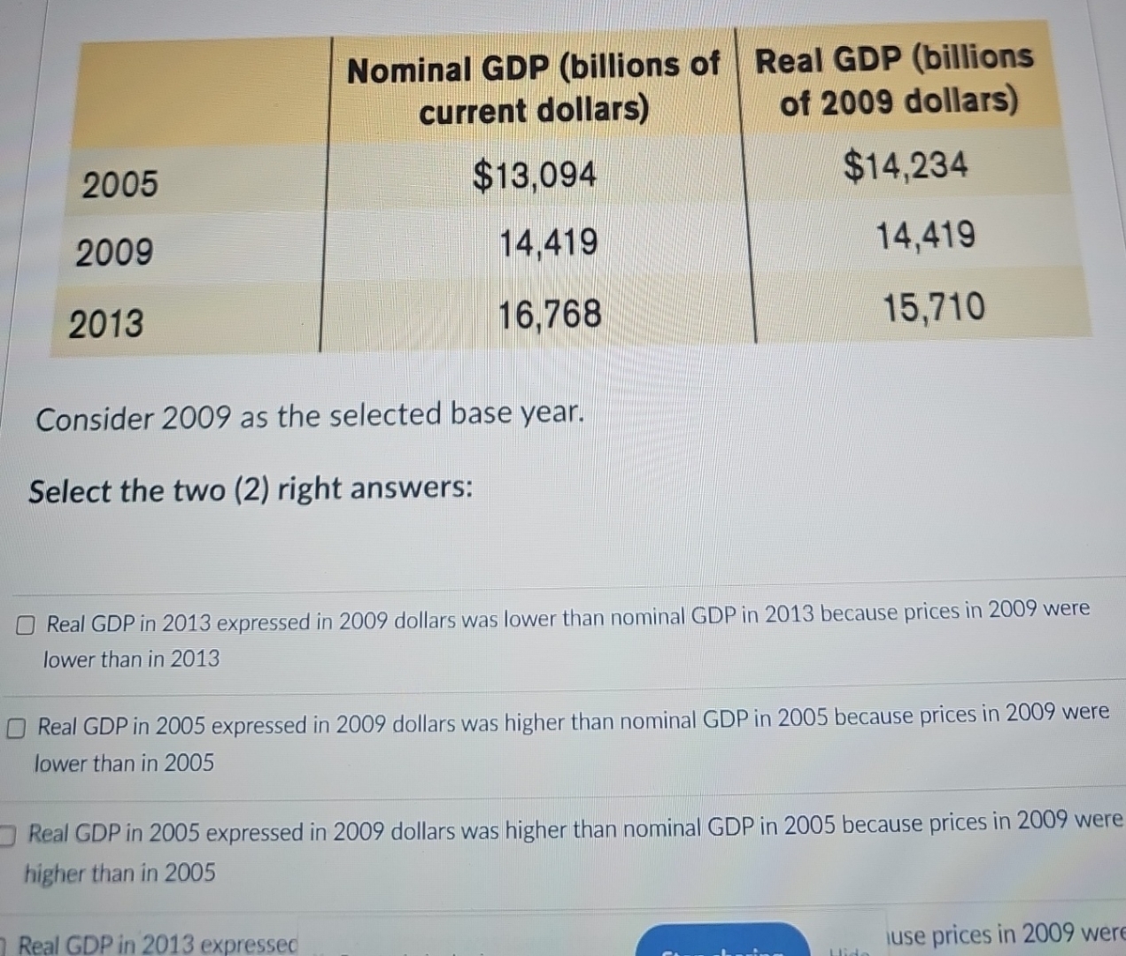 Solved \table[[,\table[[Nominal GDP (billions of],[current | Chegg.com