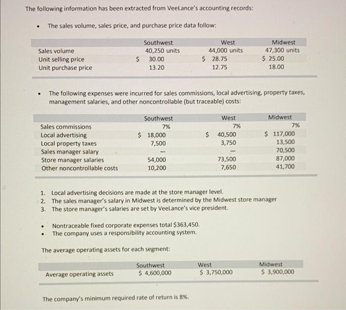 Solved 1. Prepare a segmented income statement for Veelance | Chegg.com