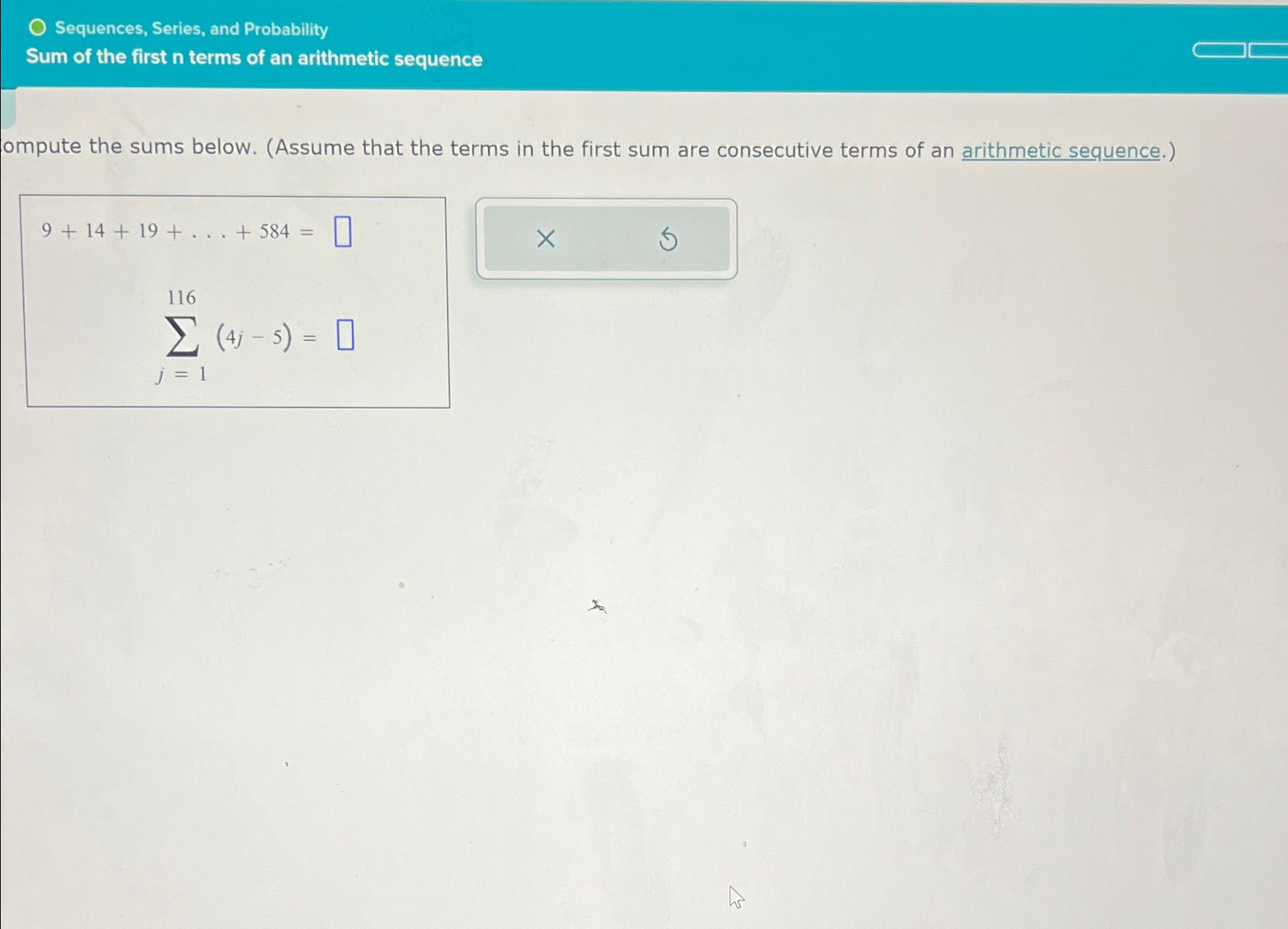 Solved Sequences, Series, and ProbabilitySum of the first n | Chegg.com