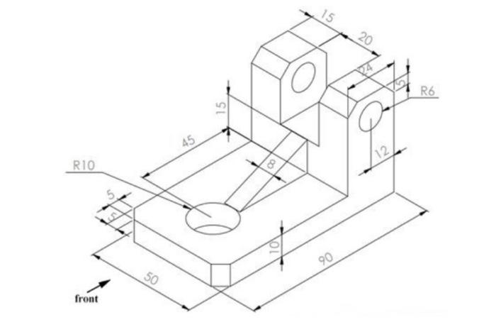 Solved using AutoCADDraw 2d third angle orthorgraphic | Chegg.com