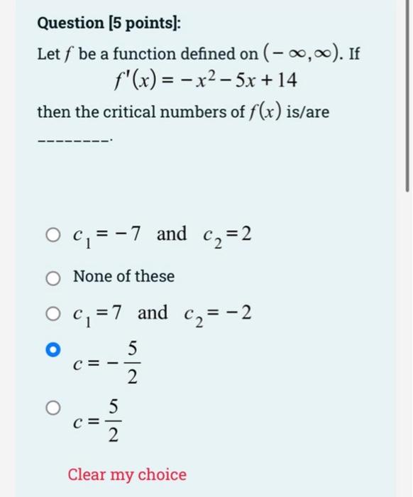 Solved Question [5 points]: Let f be a function defined on | Chegg.com