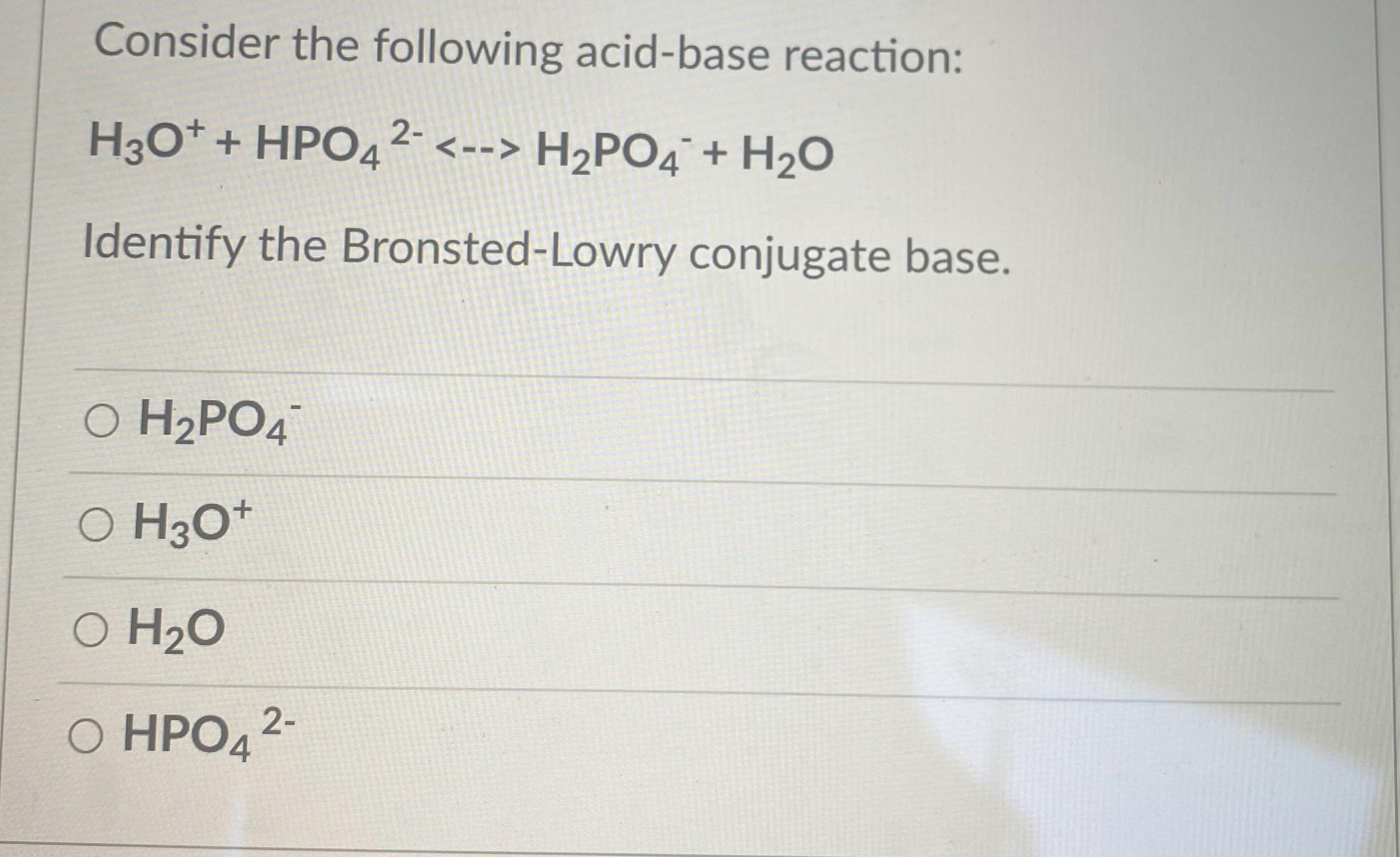 Solved Consider the following acid-base | Chegg.com