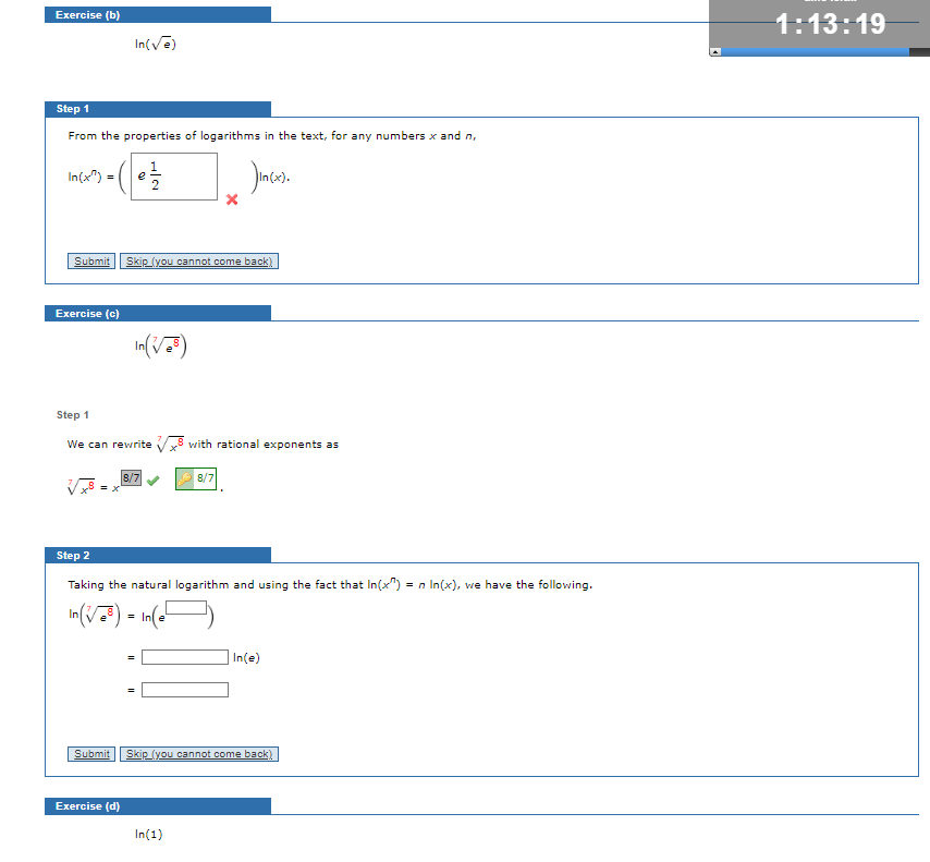 Solved ln(e2)Step 1From the properties of logarithms in the | Chegg.com