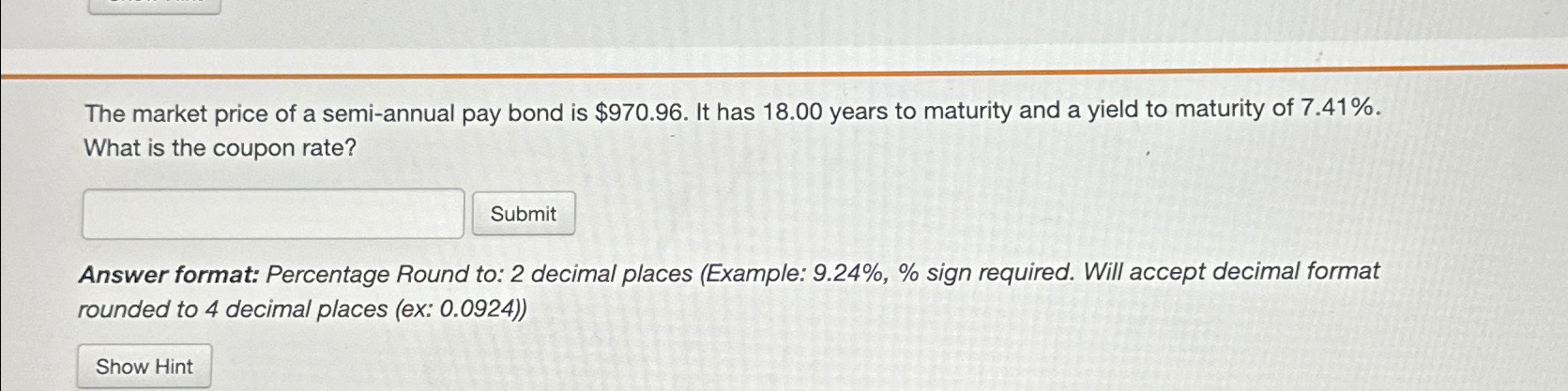 Solved The market price of a semi-annual pay bond is | Chegg.com