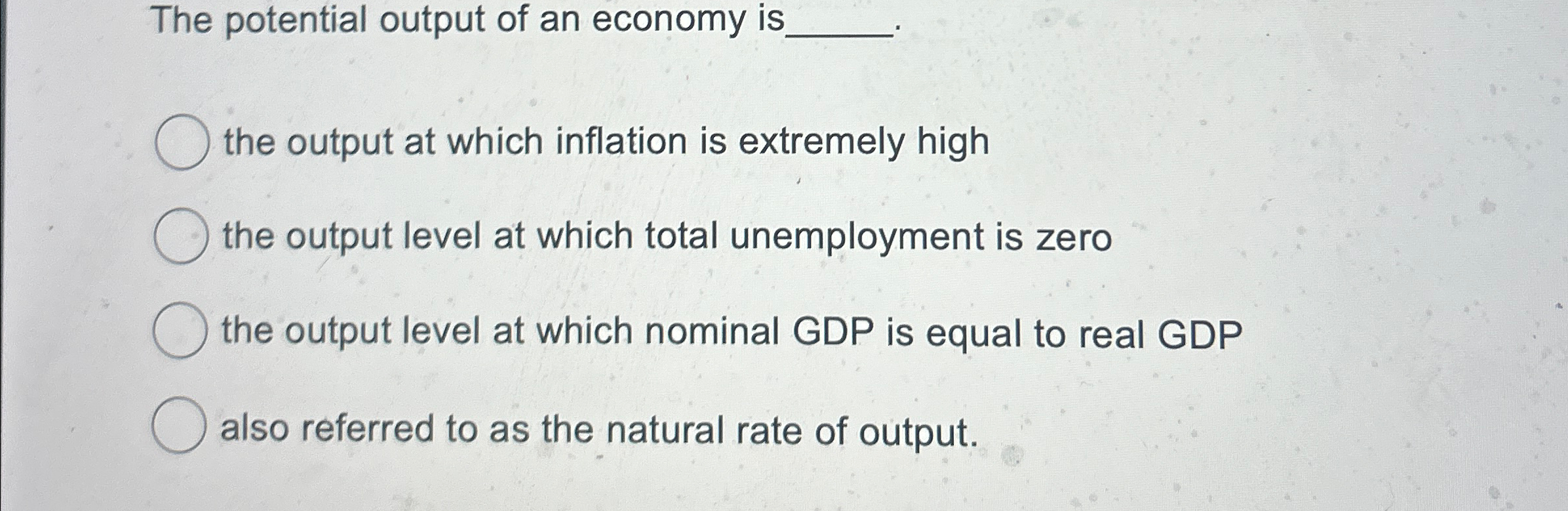 Solved The potential output of an economy is q,the output at | Chegg.com