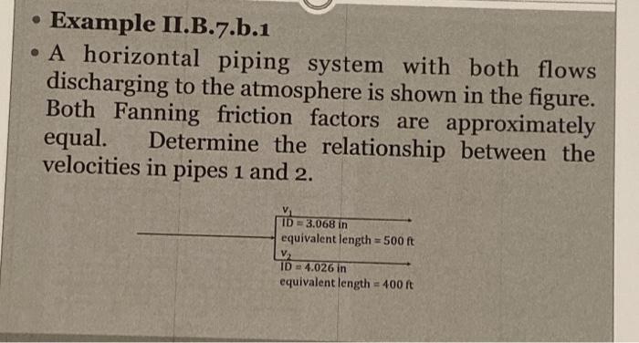Solved Example II.B.7.b.1 • A horizontal piping system with | Chegg.com