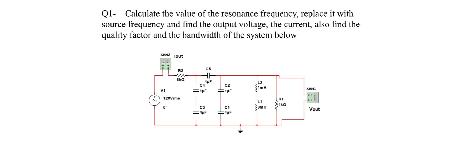 Solved Q1- ﻿Calculate the value of the resonance frequency, | Chegg.com