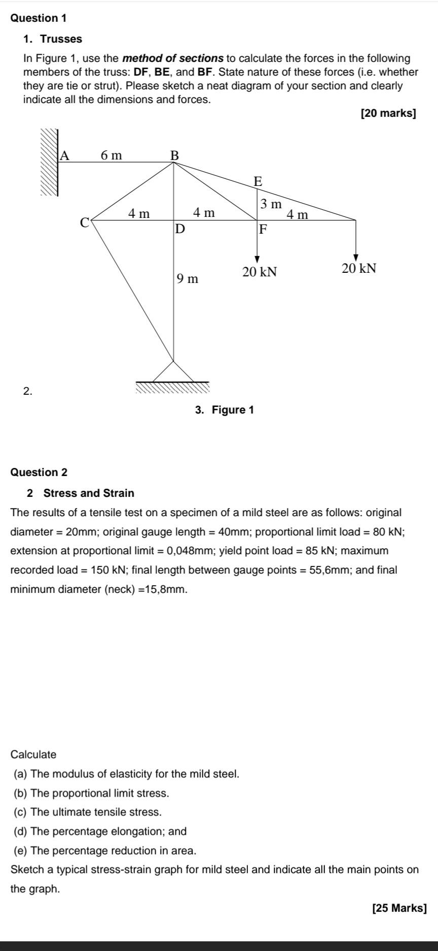 Solved 1. Trusses In Figure 1, use the method of sections to | Chegg.com