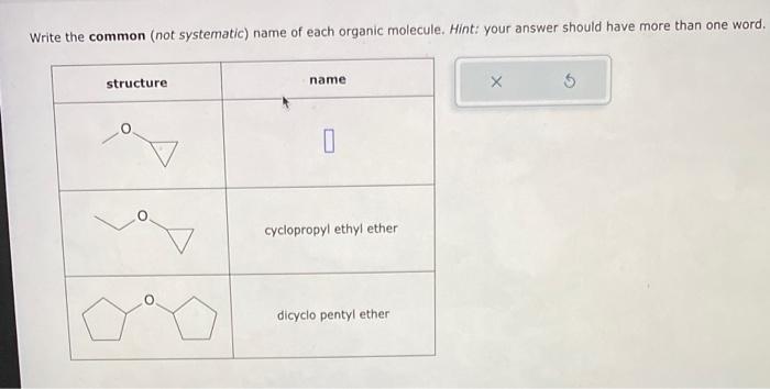 Solved Write the common (not systematic) name of each | Chegg.com
