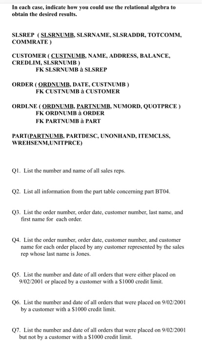 Solved im using relational algebra to solve these problems. | Chegg.com