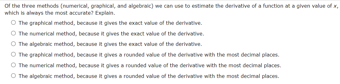 Solved Of the three methods (numerical, ﻿graphical, and | Chegg.com