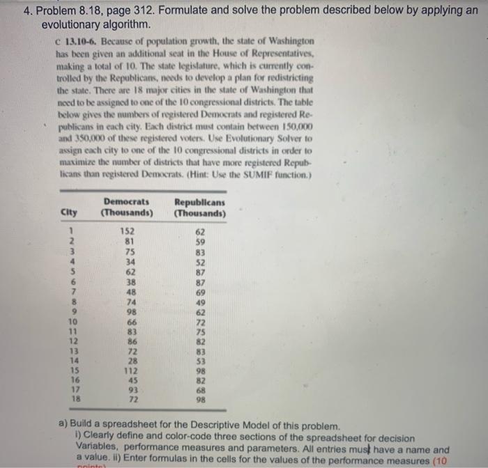 *Build a spreadsheet for the Descriptive Model for | Chegg.com