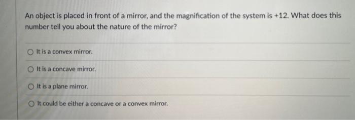 Solved An object is placed in front of a mirror, and the | Chegg.com