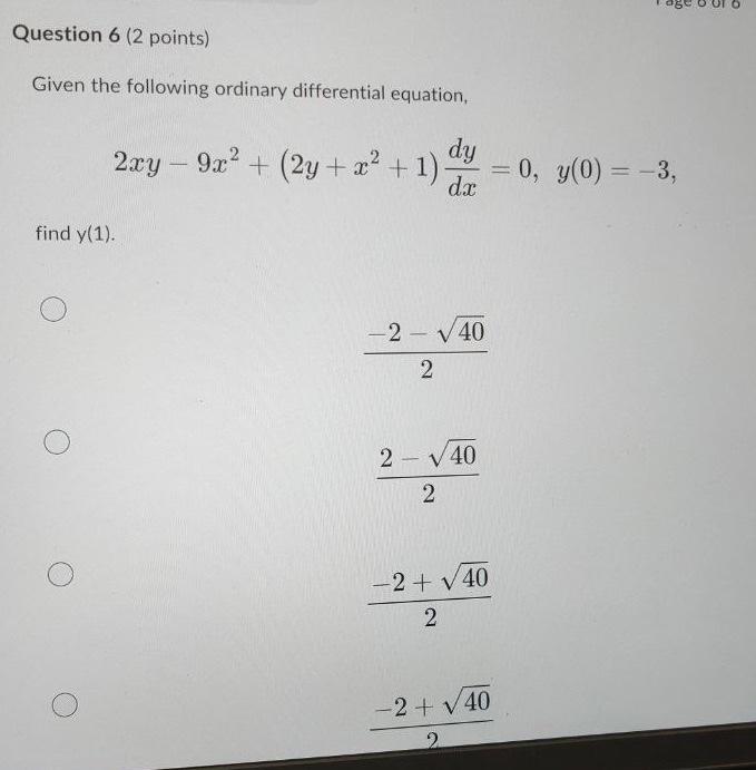 Solved Given the following ordinary differential equation, | Chegg.com