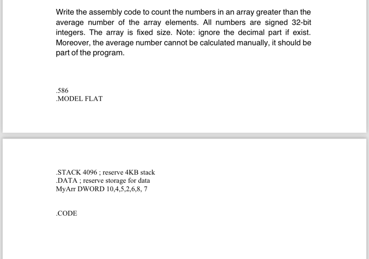 Write the assembly code to count the numbers in an | Chegg.com