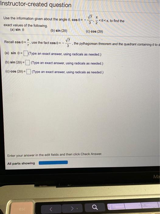 Solved Instructor-created question V + Use the information | Chegg.com