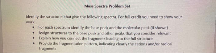 Solved Mass Spectra Problem Set . Identify the structures | Chegg.com