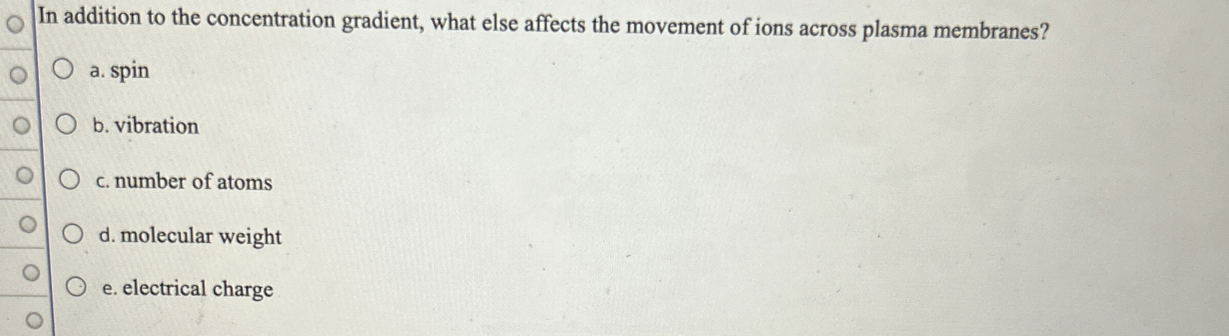 Solved In addition to the concentration gradient, what else | Chegg.com