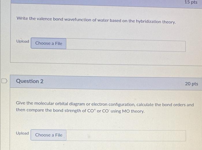 Solved 15 pts Write the valence bond wavefunction of water | Chegg.com