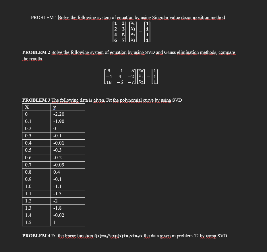 Solved PROBLEM 1 Solve the following system of equation by | Chegg.com Solved PROBLEM 1 Solve the following system of equation by | Chegg.com