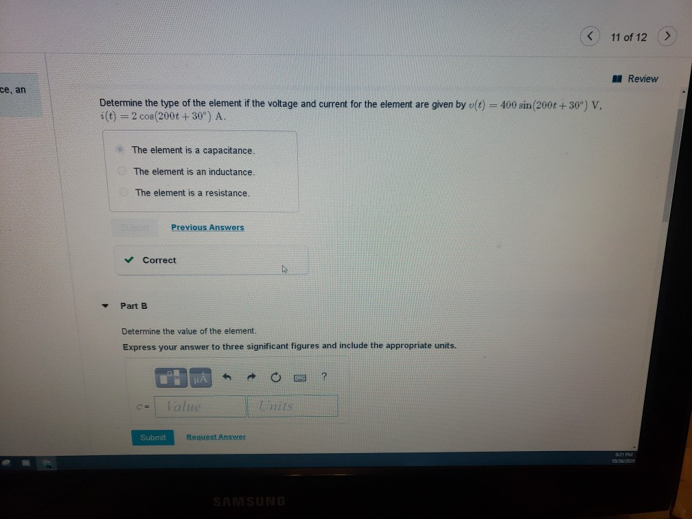 Solved A certain circuit element is known to be a | Chegg.com