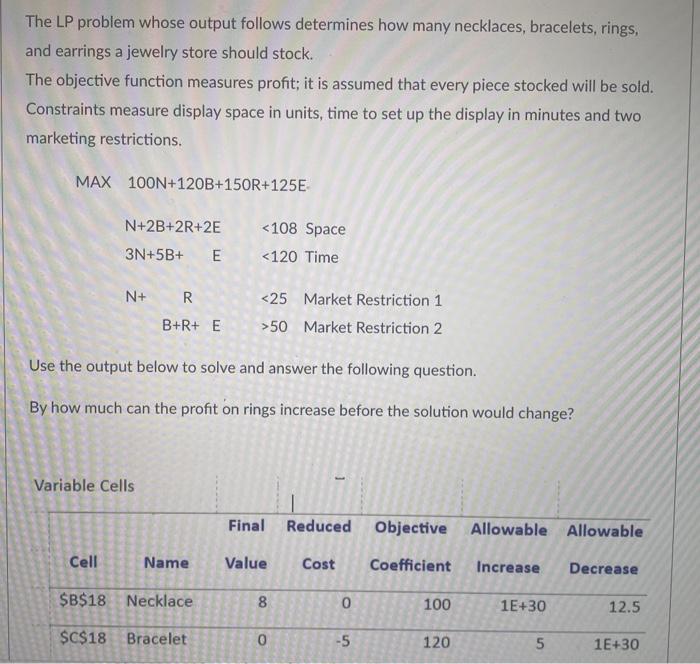 Solved The LP problem whose output follows determines how | Chegg.com