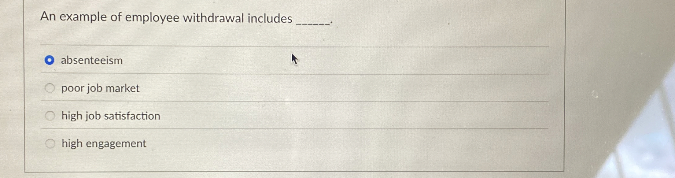 Solved An example of employee withdrawal includes | Chegg.com