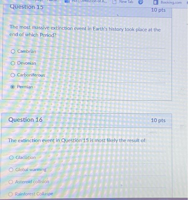 Solved The most massive extinction event in Earth's history | Chegg.com