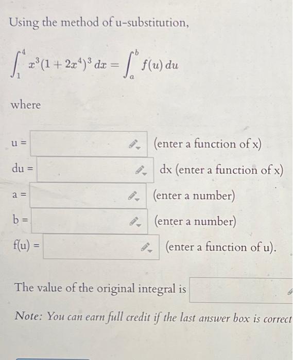 Solved Using the method of u-substitution, \\[ \\int_{1}^{4} | Chegg.com