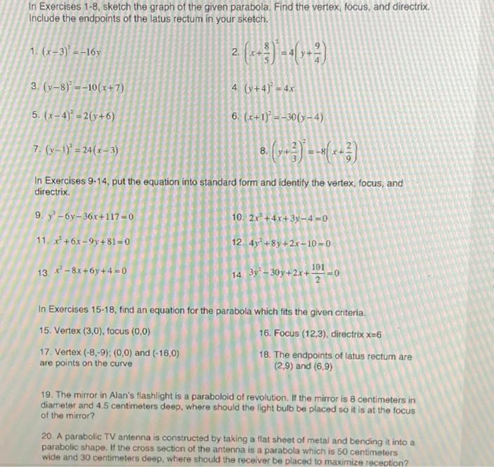 Solved In Exercises 1-8, sketch the graph of the given | Chegg.com