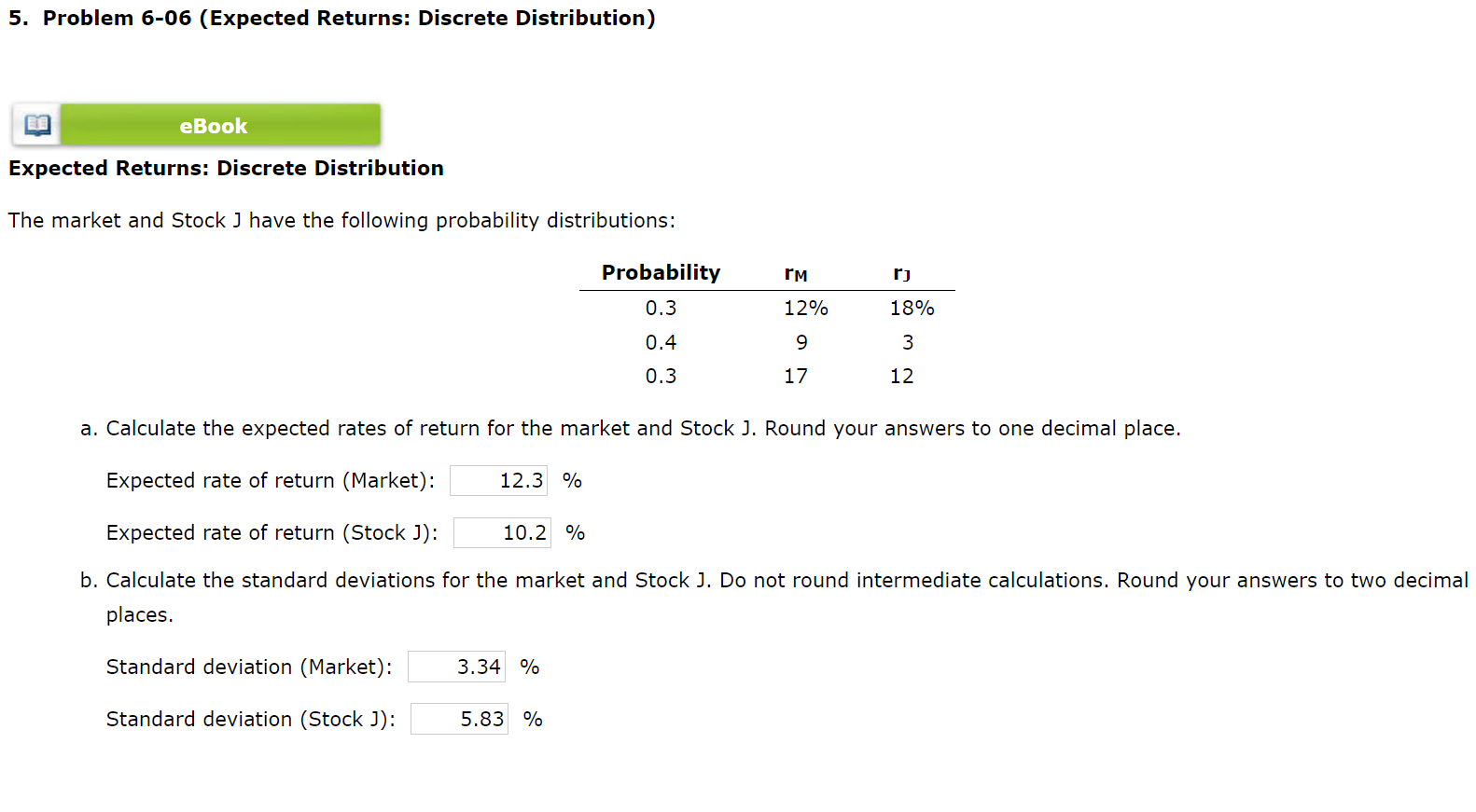 Solved Expected Returns: Discrete DistributionThe market and | Chegg.com
