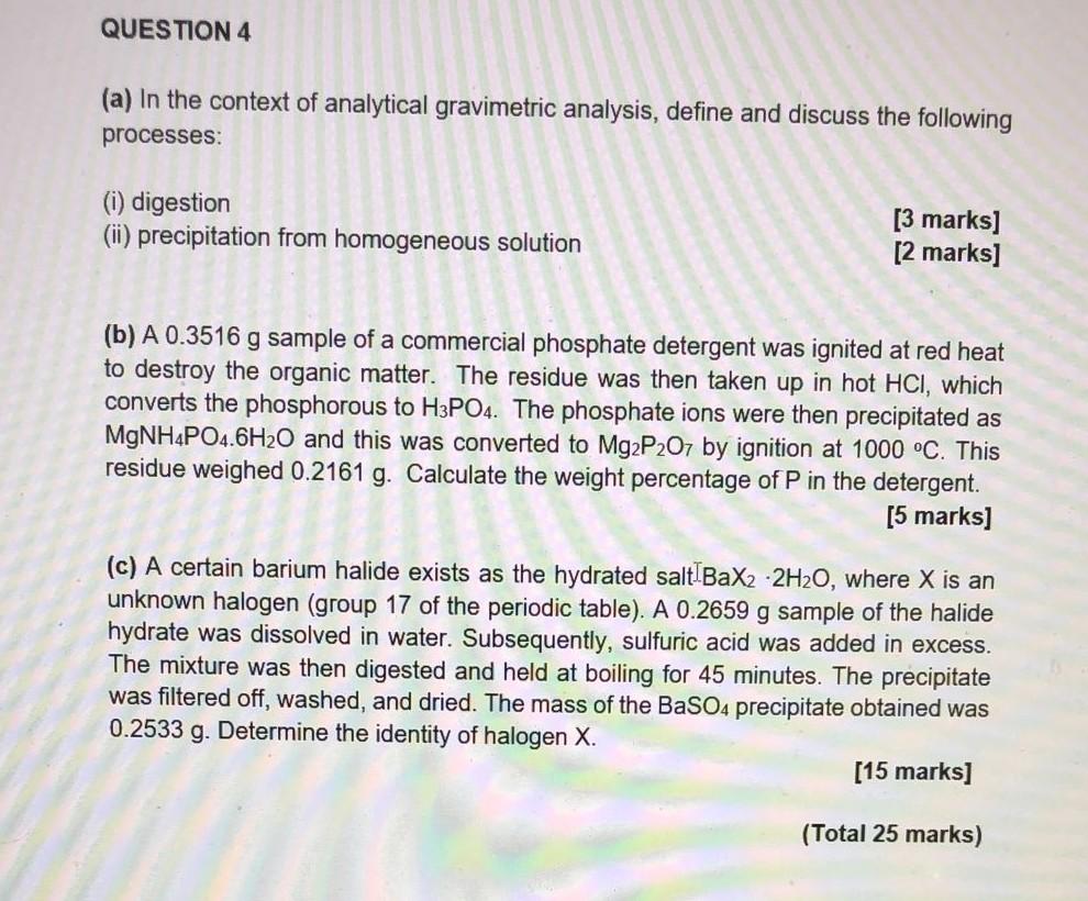 Solved (a) In the context of analytical gravimetric | Chegg.com