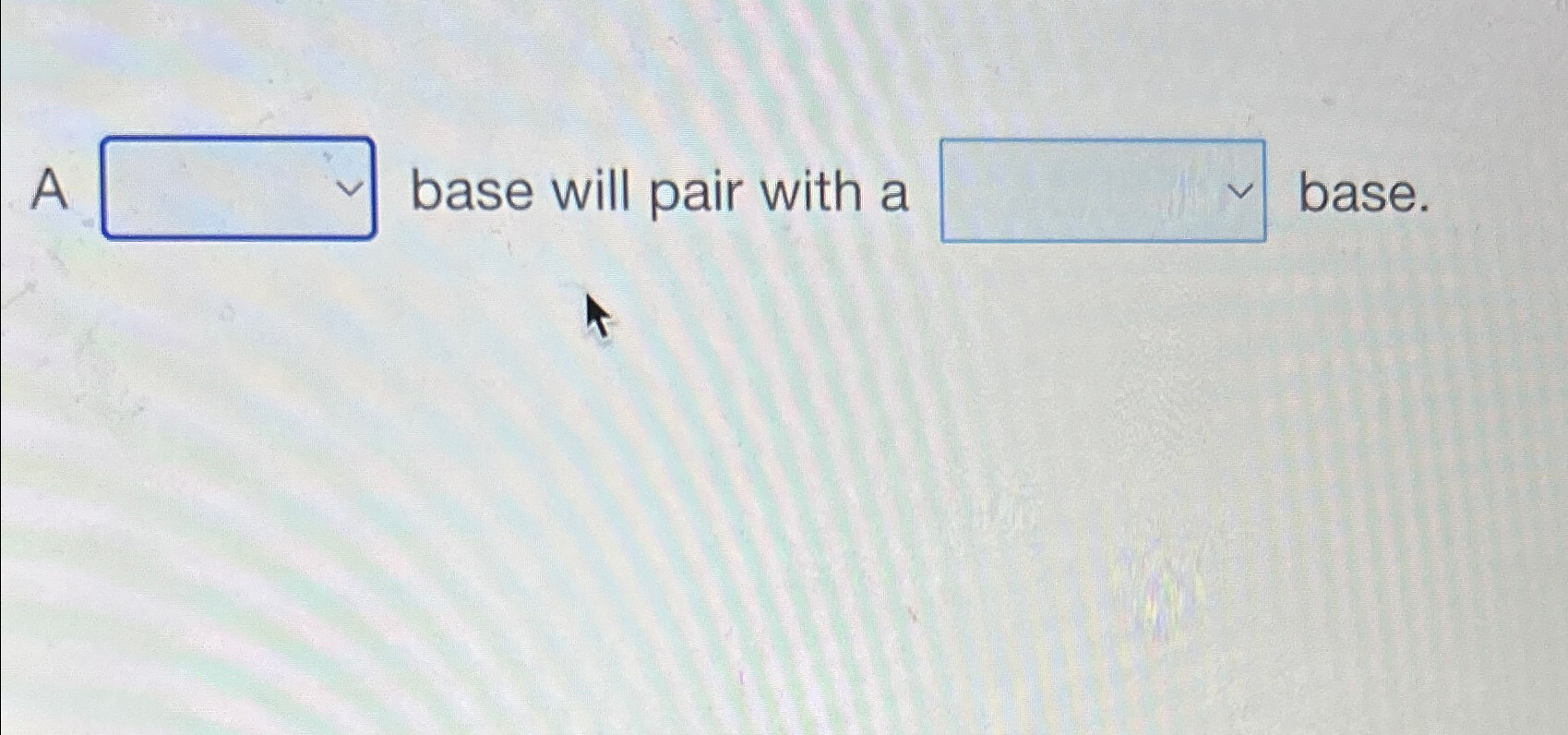 Solved A base will pair with a base. | Chegg.com