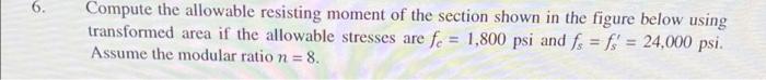 Solved Compute the allowable resisting moment of the section | Chegg.com