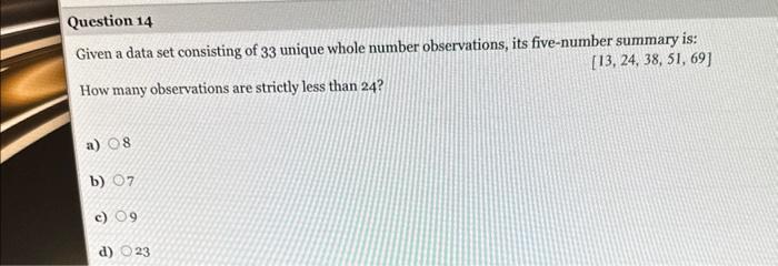 Solved Given a data set consisting of 33 unique whole number | Chegg.com