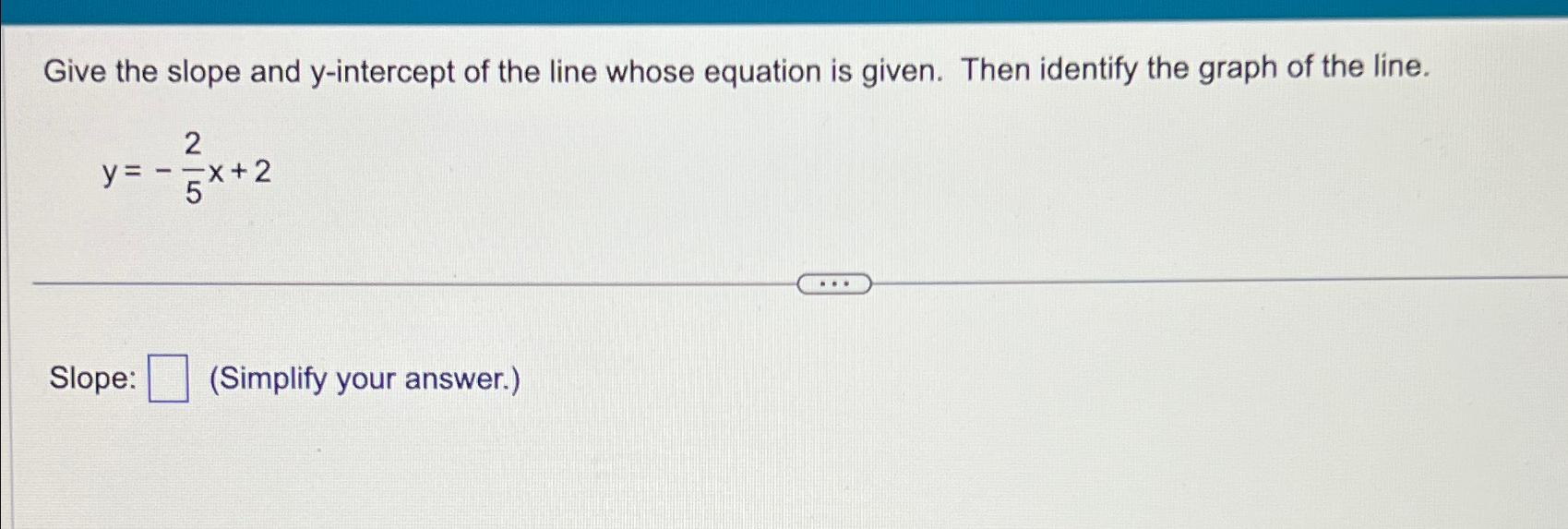 Give the slope and y-intercept of the line whose | Chegg.com