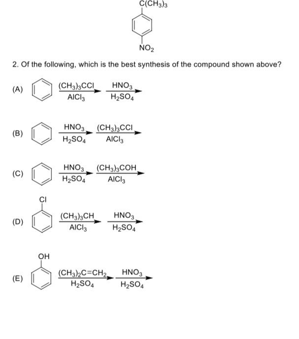 Solved C(CH3)3 NO2 2. Of the following, which is the best | Chegg.com