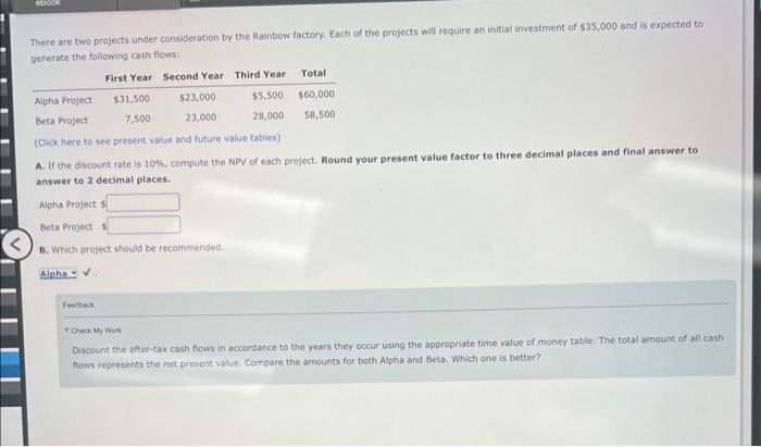 Solved There are two projects under consideration by the | Chegg.com