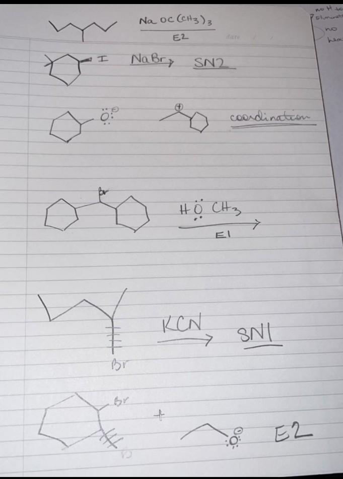 NaOC(CH3)3 E2 NaBr3SN2 | Chegg.com