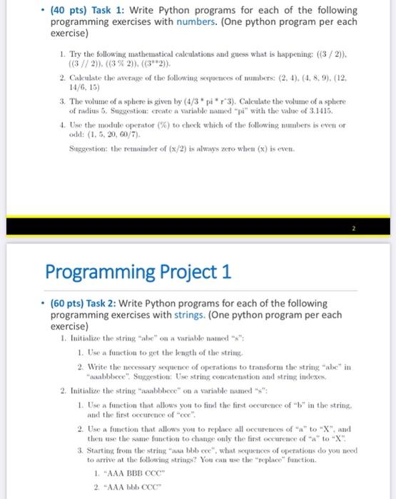 Solved 40 Pts Task 1 Write Python Programs For Each Of 3756